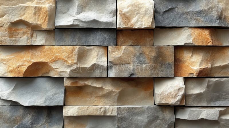 Stacked Stone Wall with Varying Shades of Beige, Gray, and Brown ...