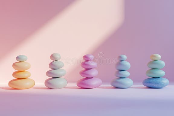 Stacked Stones in Gradient Colors Create an Artistic Display on a ...