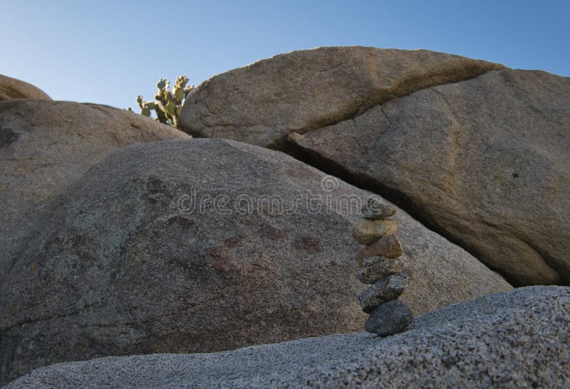 Stacked Stones on a Large Granite Rock Stock Photo - Image of rock ...