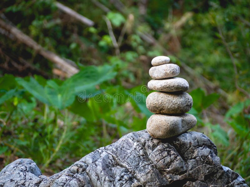 Stacked Stones, Leaves and Nature Stock Image - Image of pile ...