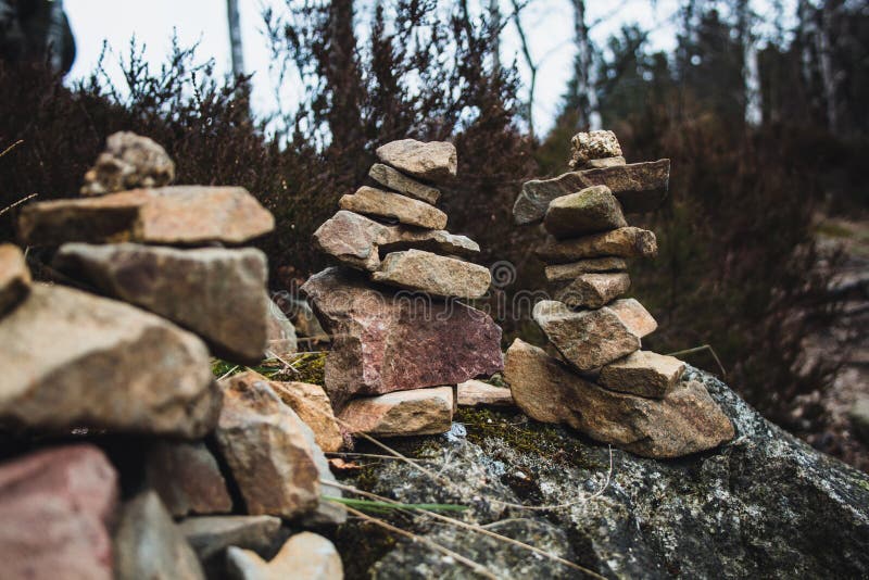 Stacked Stones. Pyramid of Different Types of Rocks Stock Photo - Image ...