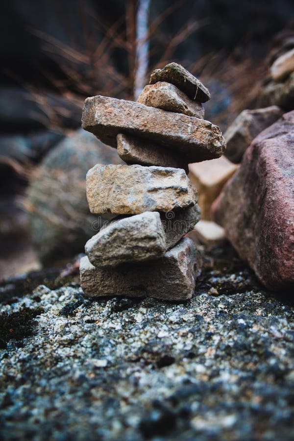 Stacked Stones. Pyramid of Different Types of Rocks Stock Image - Image ...
