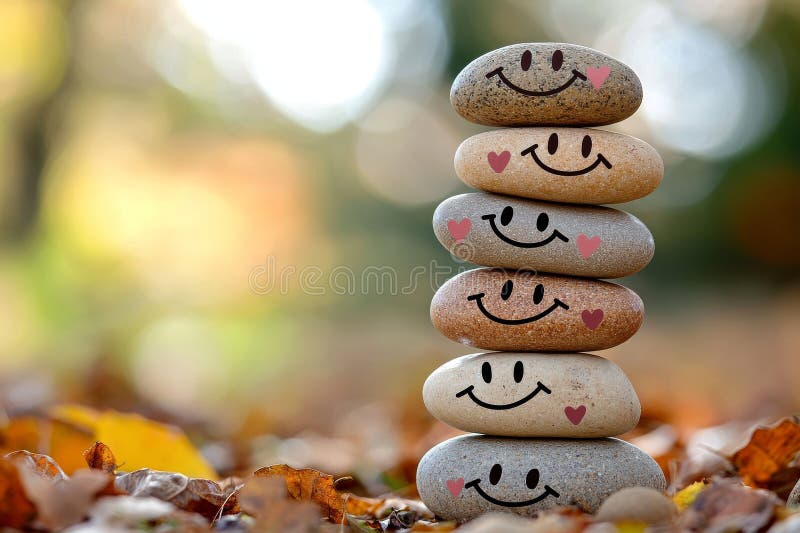 Stacked Stones with Smiling Faces on Them Stock Photo - Image of ...