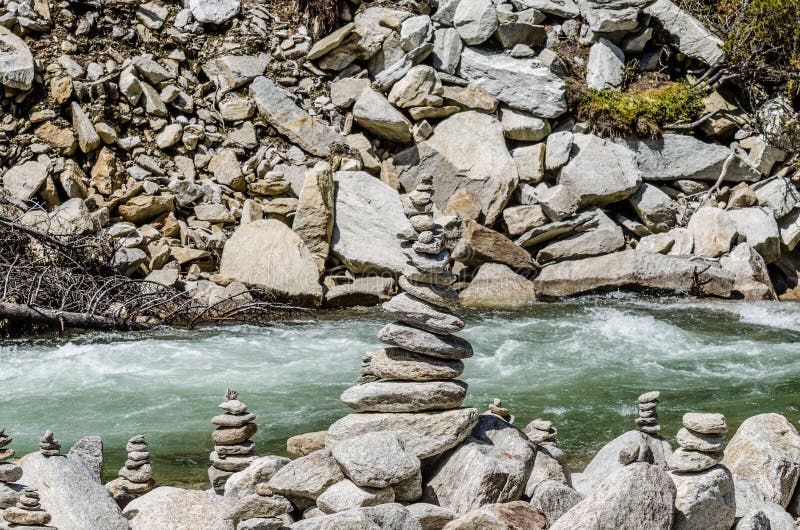 Stacked stones in stream stock image. Image of point - 83449333