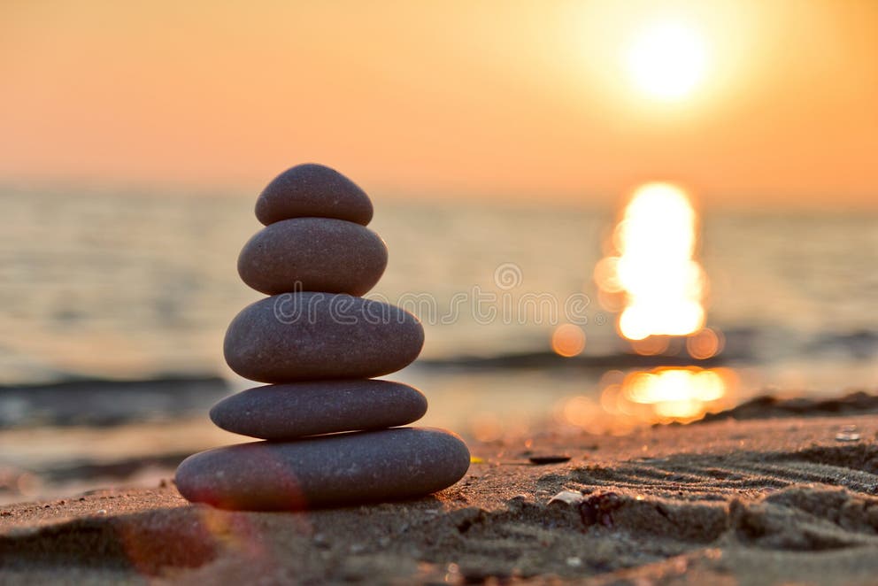Stacked stones and sunset stock image. Image of blackberries - 37940719