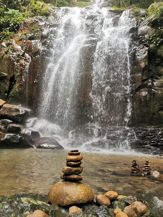 Big Stones and Waterfall stock image. Image of natural - 89140831