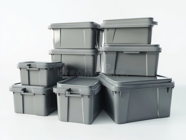 Stacked Storage Containers stock image. Image of chain - 375730585