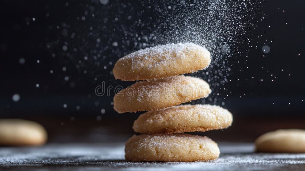 Stacked Sugar Cookies with Powdered Sugar Sprinkle Stock Illustration ...
