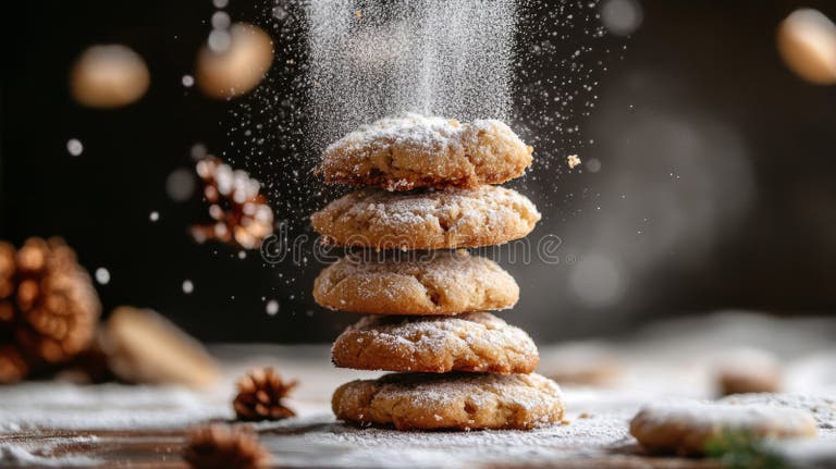 Stacked Sugar Cookies with Powdered Sugar Sprinkle Stock Illustration ...