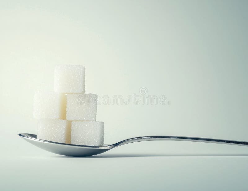 Stacked Sugar Cubes on Spoon Against White Background Stock Image ...