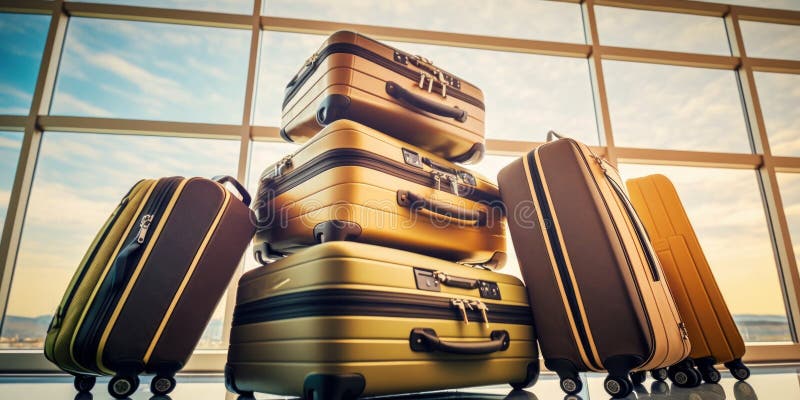 Stacked Suitcases or Luggage at the Airport and Station Stock ... Stacked Suitcases or Luggage at the Airport and Station Stock ...