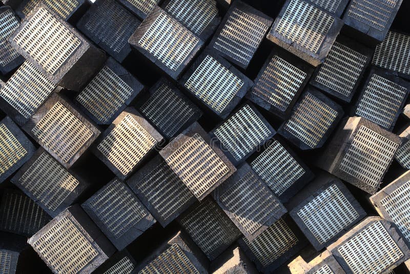 Stacked Tar Beams Dark Background Square Pattern Stock Image - Image of ...