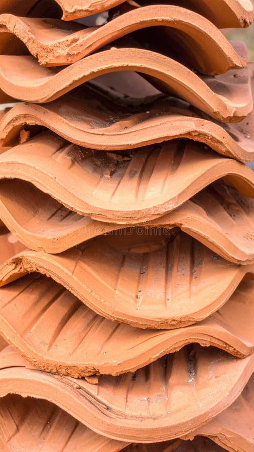 Stacked Terracotta Roof Tiles Texture Stock Illustration - Illustration ...