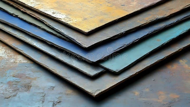 Stacked Textured Slate Sheets Display Various Colors Stock Illustration ...