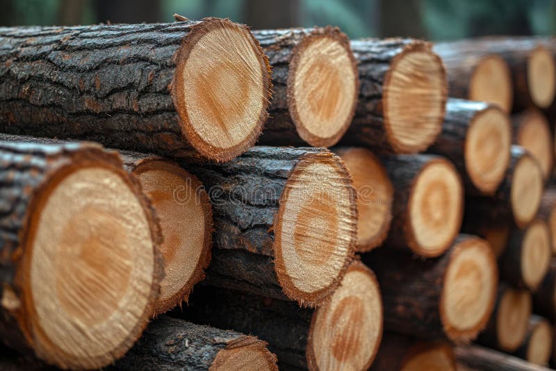 Stacked Timber Logs Awaiting Sawmill Operations Stock Illustration ...