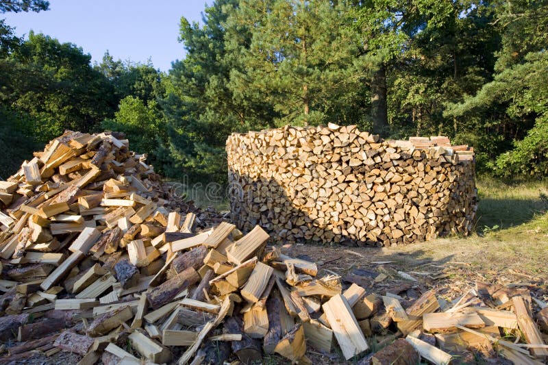 Stacked Timber Logs for Bio Heating Stock Image - Image of background ...
