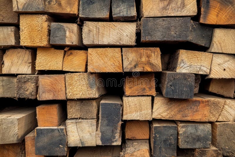Stacked Timber Planks in Warm Lighting and Soft Focus. AI Generated ...