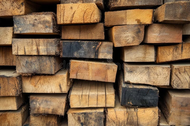Stacked Timber Planks in Warm Lighting and Soft Focus. AI Generated ...