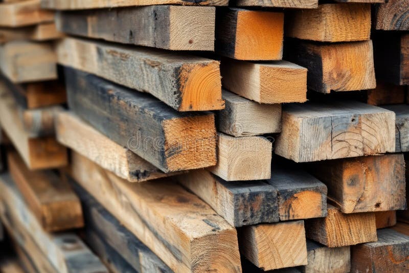 Stacked Timber Planks in Warm Lighting and Soft Focus. AI Generated ...