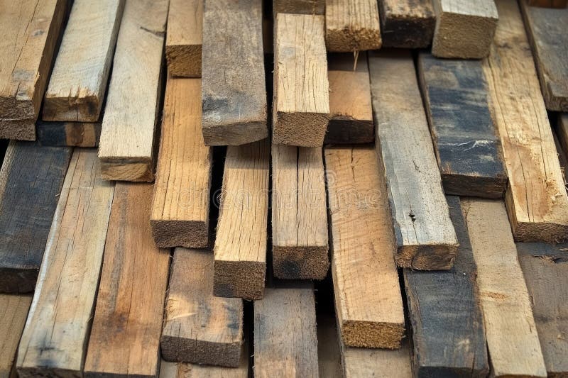 Stacked Timber Planks in Warm Lighting and Soft Focus. Artificial ...