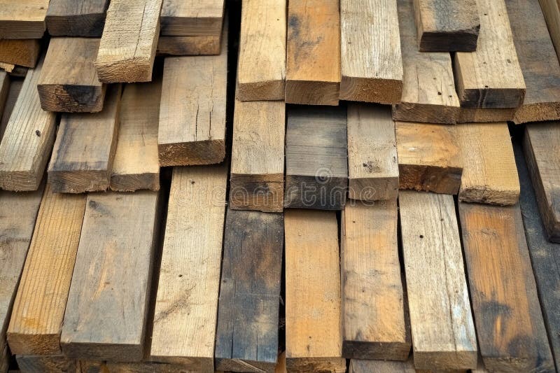 Stacked Timber Planks in Warm Lighting and Soft Focus. Artificial ...