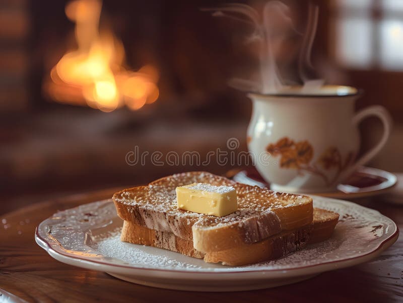 Stacked Toast in a Studio Set for a Simple Breakfast Stock Illustration ...