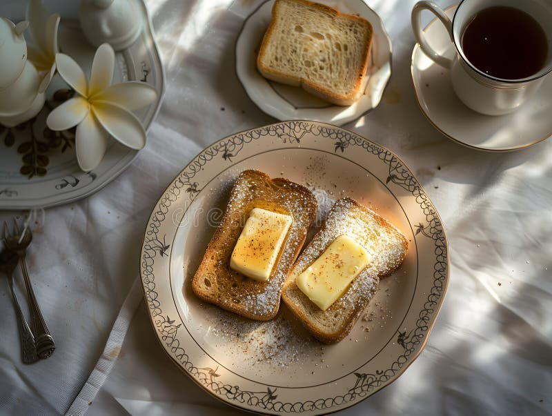 Stacked Toast in a Studio Set for a Simple Breakfast Stock Illustration ...