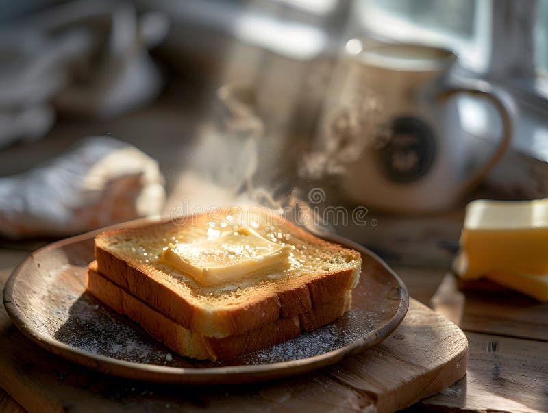 Stacked Toast in a Studio Set for a Simple Breakfast Stock Illustration ...