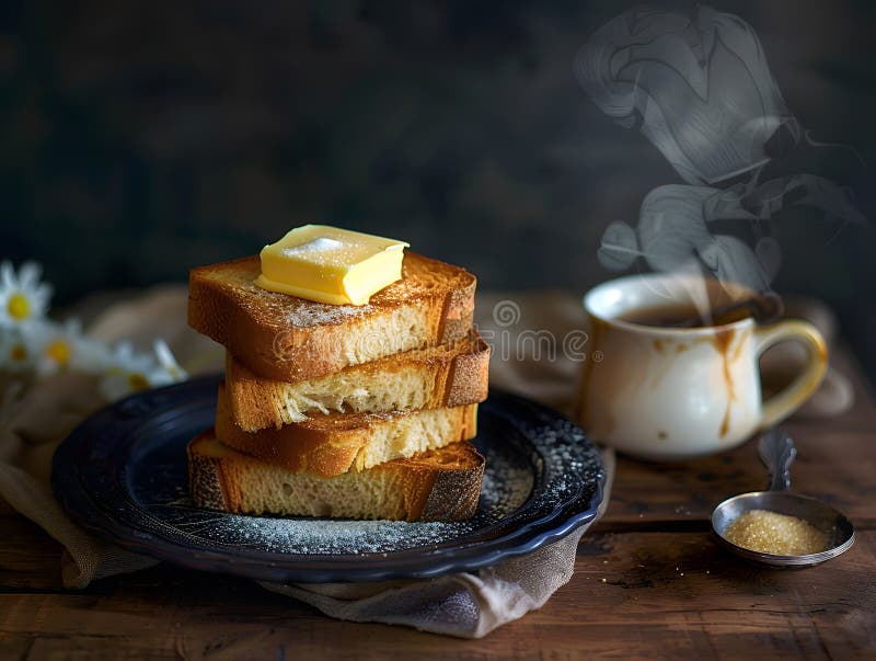 Stacked Toast in a Studio Set for a Simple Breakfast Stock Illustration ...