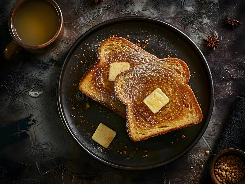 Stacked Toast in a Studio Set for a Simple Breakfast Stock Illustration ...