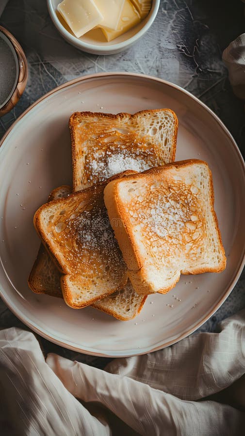 Stacked Toast in a Studio Set for a Simple Breakfast Stock Illustration ...