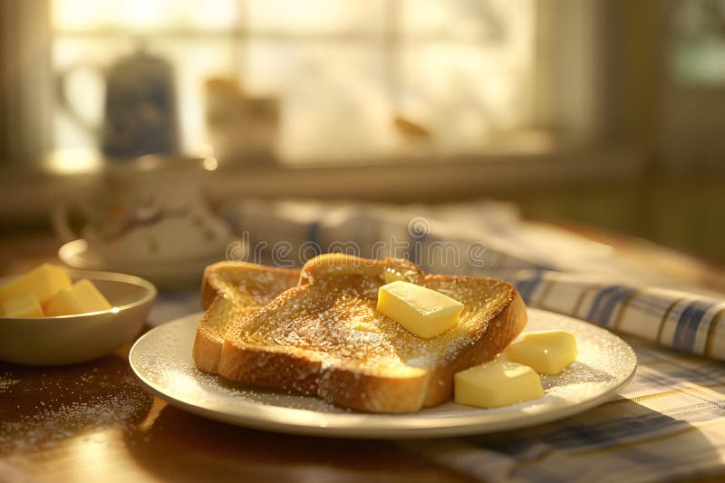 Stacked Toast in a Studio Set for a Simple Breakfast Stock Illustration ...