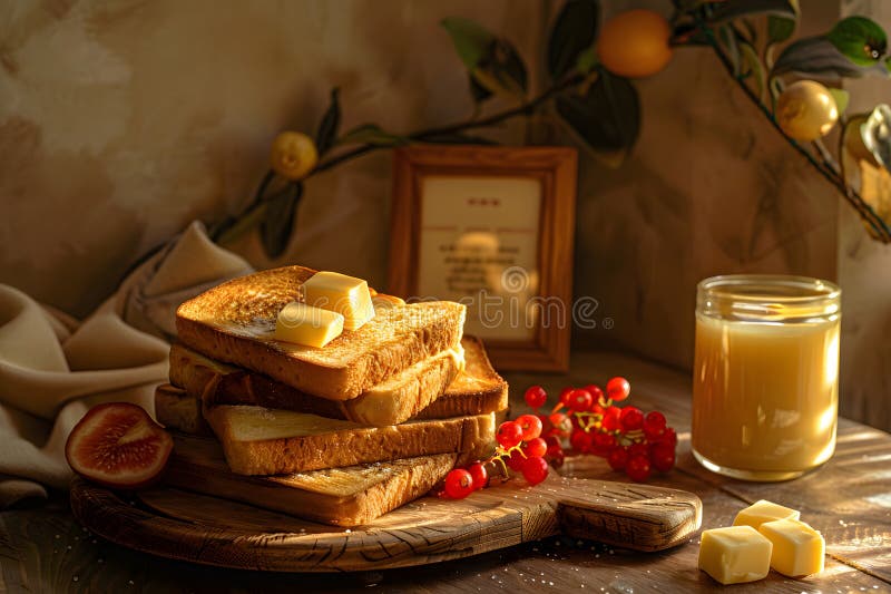 Stacked Toast in a Studio Set for a Simple Breakfast Stock Illustration ...