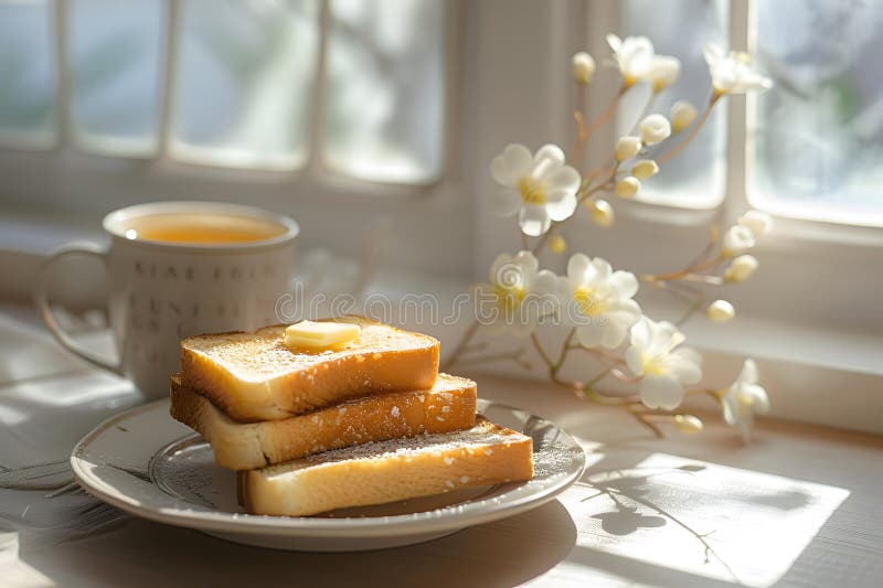Stacked Toast in a Studio Set for a Simple Breakfast Stock Illustration ...