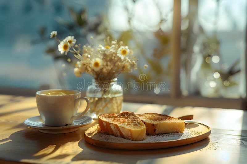 Stacked Toast in a Studio Set for a Simple Breakfast Stock Illustration ...