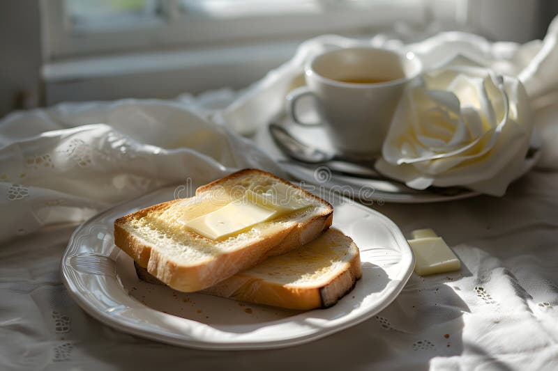 Stacked Toast in a Studio Set for a Simple Breakfast Stock Illustration ...