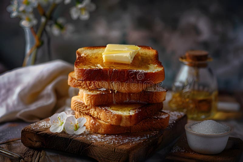 Stacked Toast in a Studio Set for a Simple Breakfast Stock Illustration ...