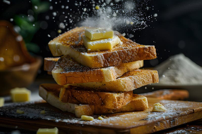 Stacked Toast in a Studio Set for a Simple Breakfast Stock Illustration ...