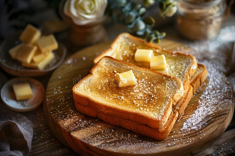 Stacked Toast in a Studio Set for a Simple Breakfast Stock Illustration ...