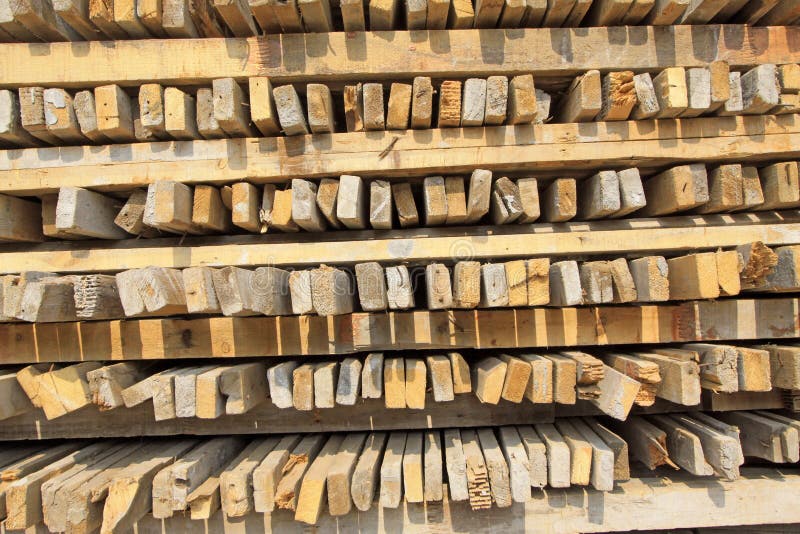 Stacked Together Wood on a Building Site Stock Photo - Image of site ...