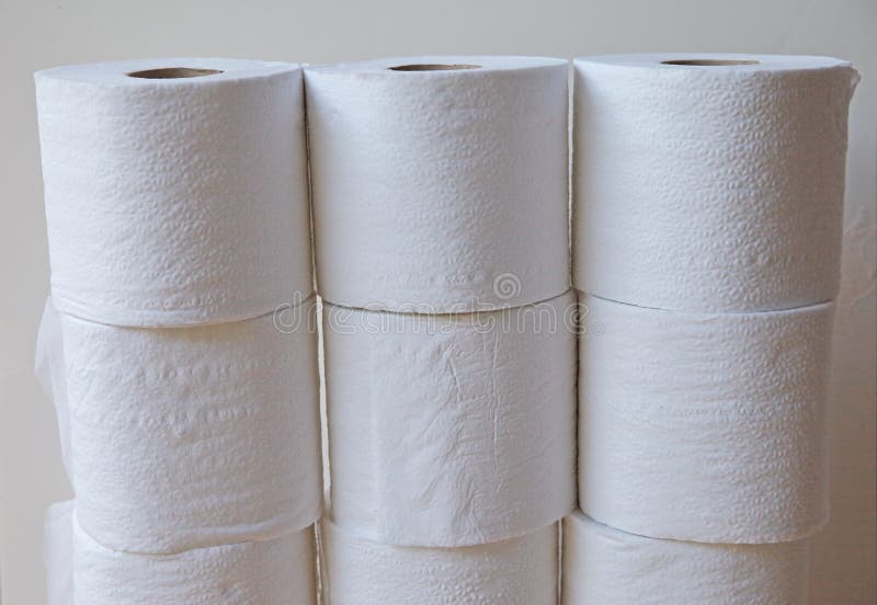 Stacked toilet paper rolls stock photo. Image of rows - 178479738