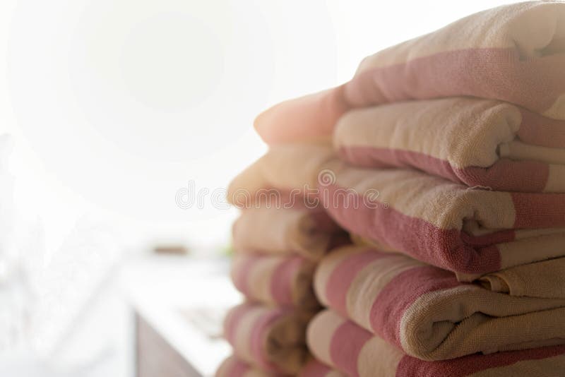 Stacked Towel at Swimming Pool Stock Photo - Image of luxury, bath ...