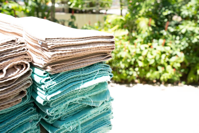 Stacked Towel at Swimming Pool Stock Photo - Image of luxury, bath ...