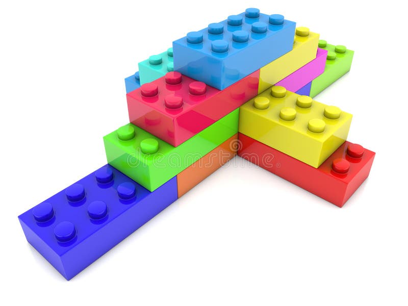 Stacked Toy Bricks in Corner on White Stock Illustration - Illustration ...