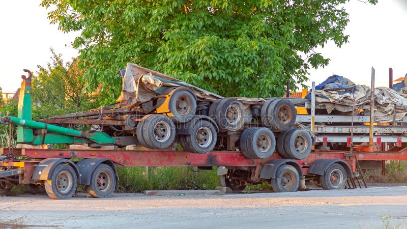 Stacked Trailers stock image. Image of stack, logistics - 226327591