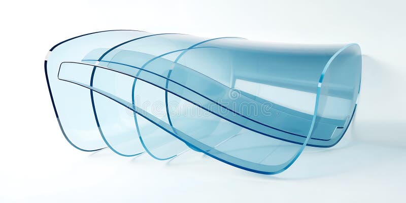 Stacked Translucent Blue Plastic Sheets Arranged in a Curved Formation ...