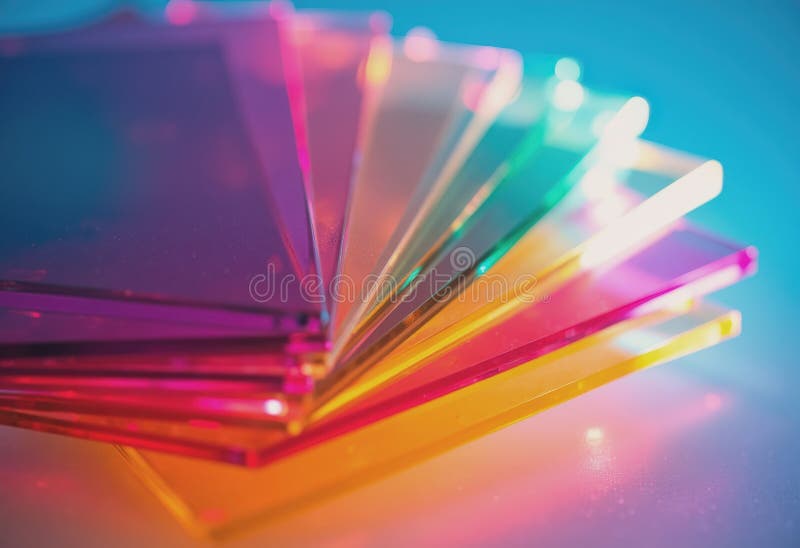 Stacked Transparent Acrylic Sheets in Vibrant Colors Creating a Layered ...