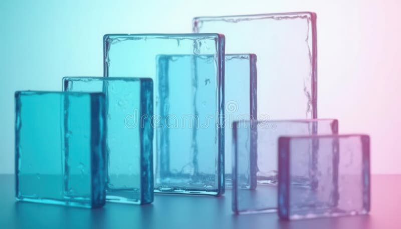 Stacked Transparent 3D Glass Panels with Soft Light and Subtle ...