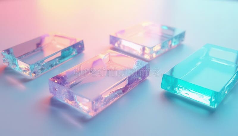 Stacked Transparent 3D Glass Panels with Soft Light and Subtle ...