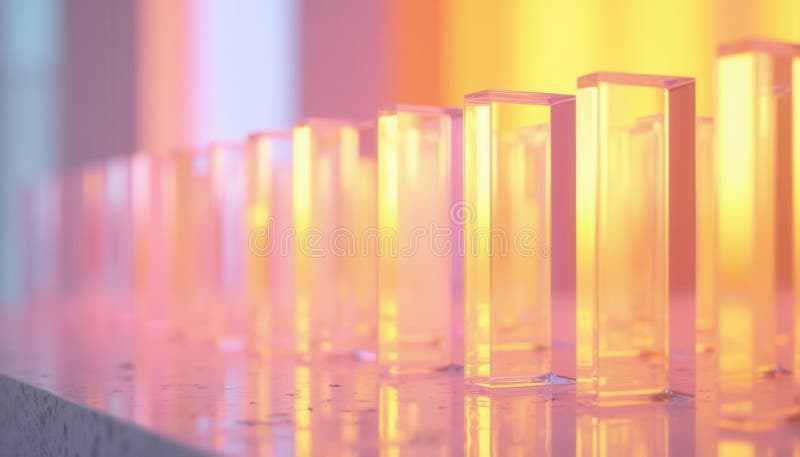 Stacked Transparent 3D Glass Panels with Soft Light and Subtle ...